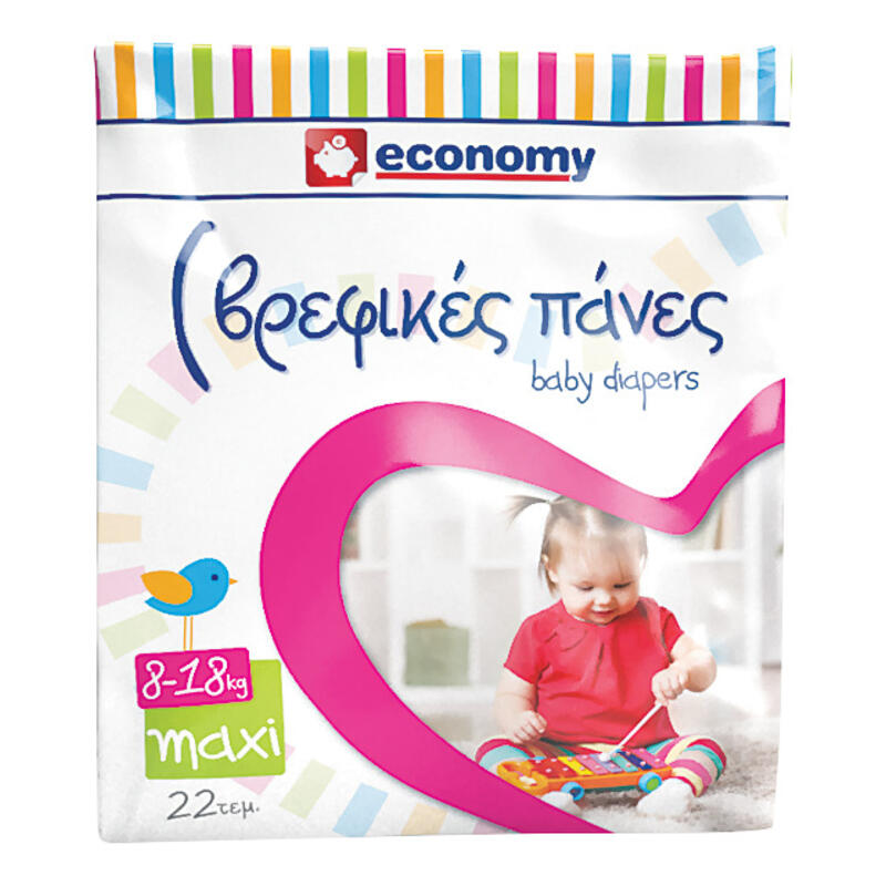 ECONOMY Πάνες Βρεφικές Maxi 8-18kg 22 τεμ. | Market In
