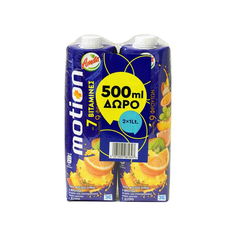 AMITA Motion Χυμός 100% 2X1lt τα 500ml Δώρο | Market In