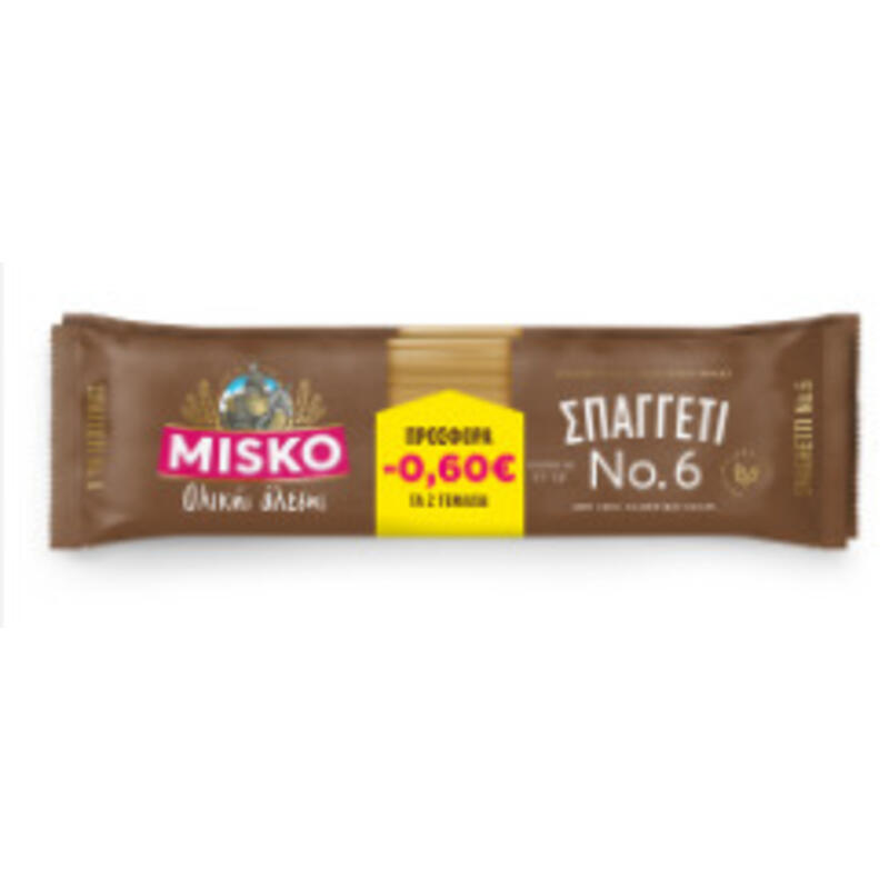 MISKO Μακαρόνια Σπαγγέτι Ολικής Ν6 2x500γρ. -0,60€ | Market In