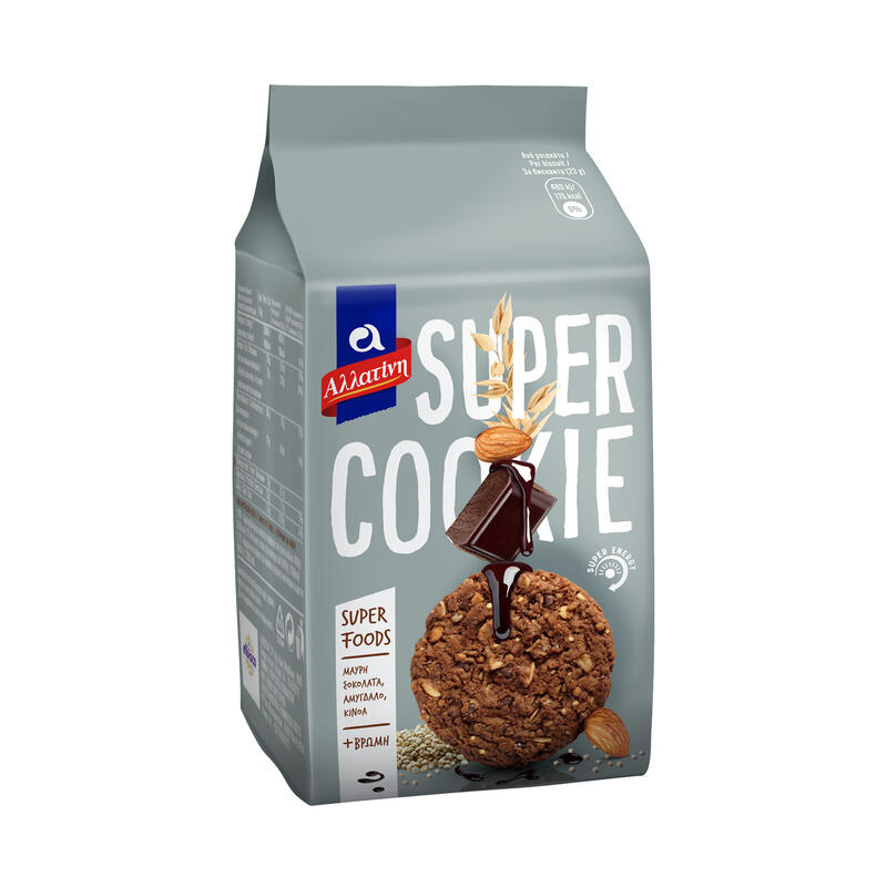 ΑΛΛΑΤΙΝΗ Super Cookie με Βρώμη, Μαύρη Σοκολάτα, Αμύγδαλο & Κινόα 180gr ...