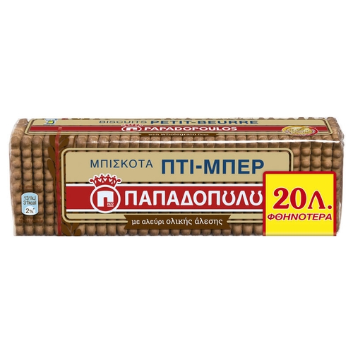 ΠΑΠΑΔΟΠΟΥΛΟΥ ΠΤΙ-ΜΠΕΡ Μπισκότα Ολικής 225 γρ. -0,20€ | Market In
