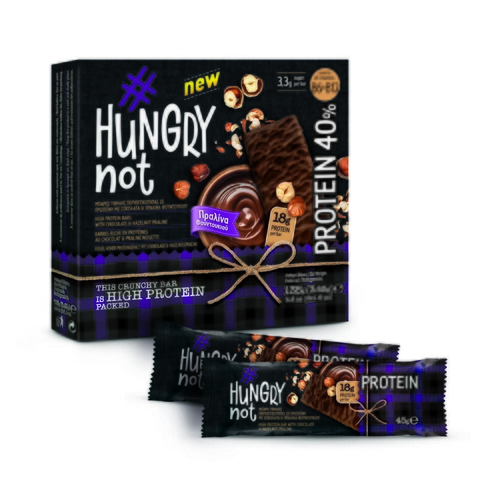 HUNGRY NOT Μπάρες Πρωτεΐνης με Σοκολάτα & Πραλίνα Φουντουκιού 135gr ...